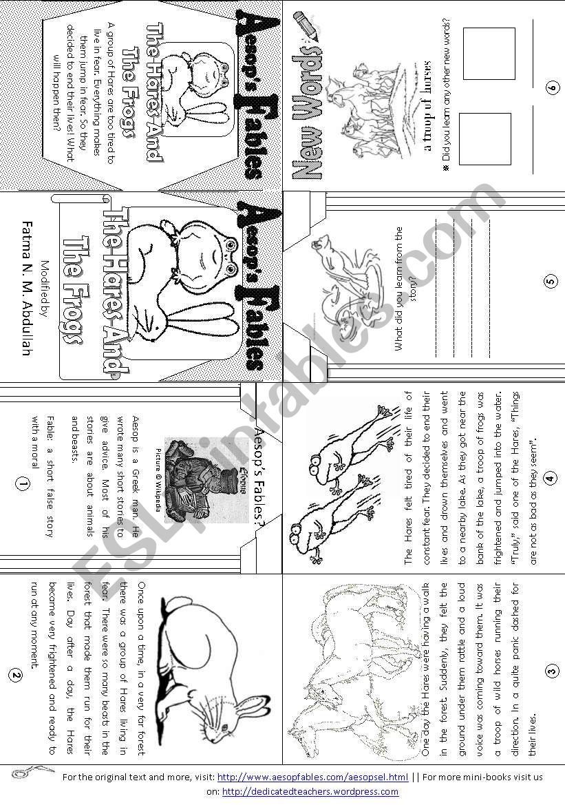 Aesop´s Fables: The Hares and the Frogs [ Mini-book ] - ESL worksheet ...